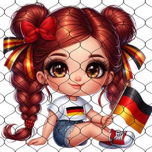 Chibi Cute German Red Hair Baby Girl Clipart, 25 PNG, Germany Png ...