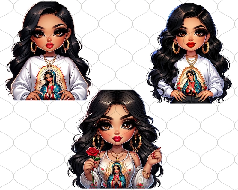 Chibi Chicana Woman, 26 Png, Chicana Clipart, Chibi Dolls Png, Chibi ...