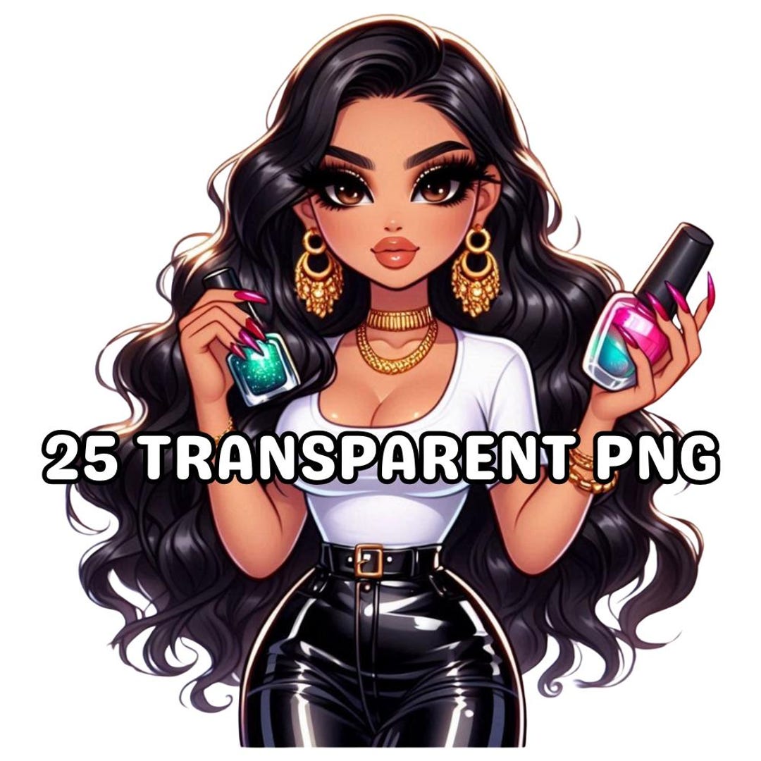 25 Chibi Black Hair Nail Stylist, Nail Technician, Nail Tech, Nail Artist, Nails Clipart, Nail ...