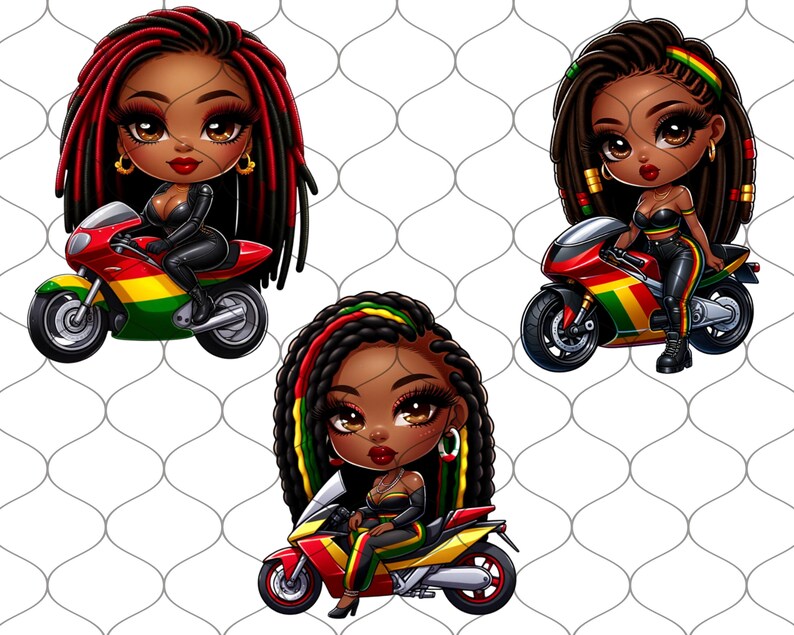 Chibi Rasta Biker, 20 Png, Black Girl Magic Png, Chibi African American ...