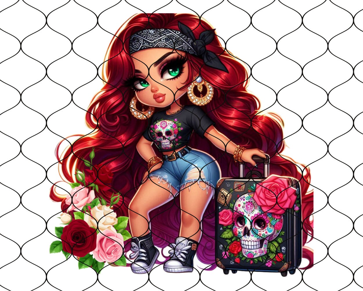 Chibi Travel Redhead Chicana, 30 PNG, Chicana Png, Travel Girl Clipart ...