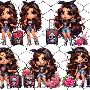 Chibi Travel Hot Chicana, 45 PNG, Chicana Png, Travel Girl Clipart ...