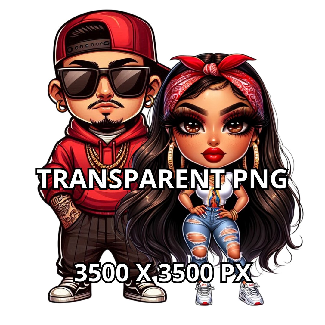 Chibi Chicano Couple Clipart, TRANSPARENT PNG, Latin Couple Png, Love ...