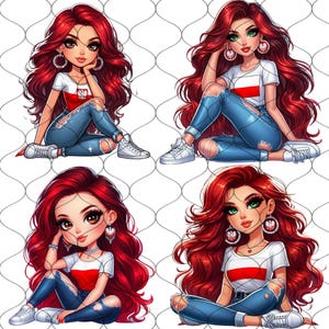 Gorgeous Red Hair Chibi Girl-poland, 30 PNG, Polish Girl Png, Poland ...