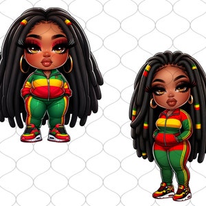Chibi Rasta Beauty, 20 PNG, Curvy Chibi African American Woman,hot ...