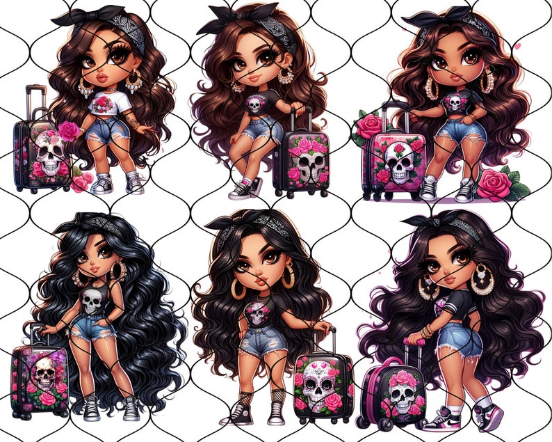 Chibi Travel Hot Chicana, 45 PNG, Chicana Png, Travel Girl Clipart ...