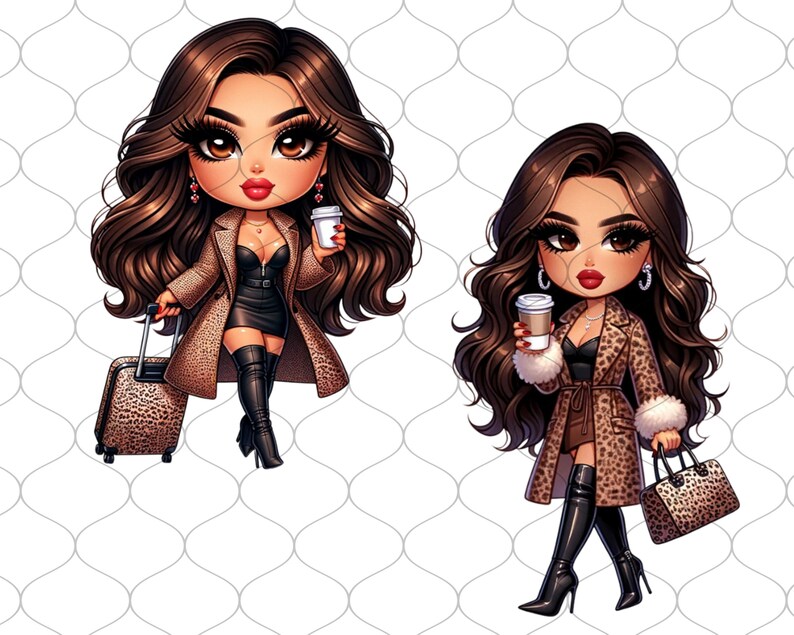 Chibi Travel Latina, 18 PNG, Chibi Style, Travel Girl Clipart, Girls ...