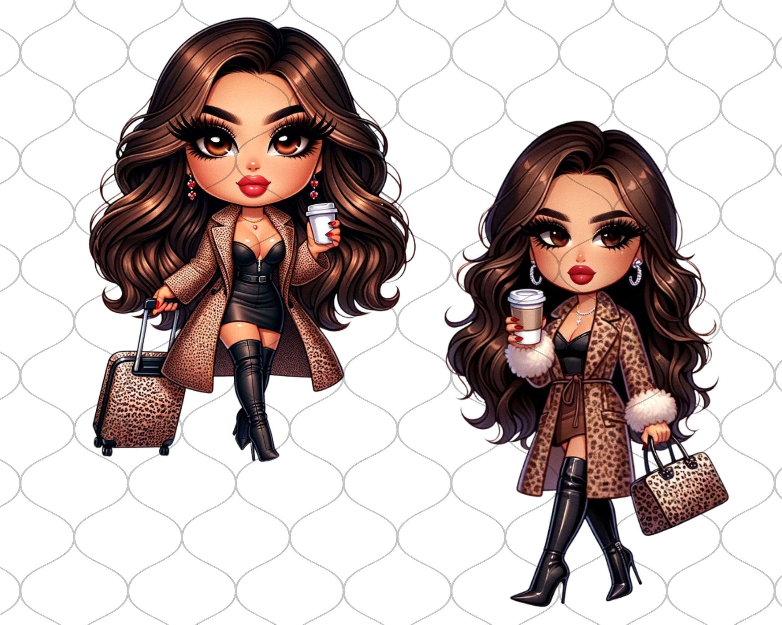 Chibi Travel Latina, 18 PNG, Chibi Style, Travel Girl Clipart, Girls ...