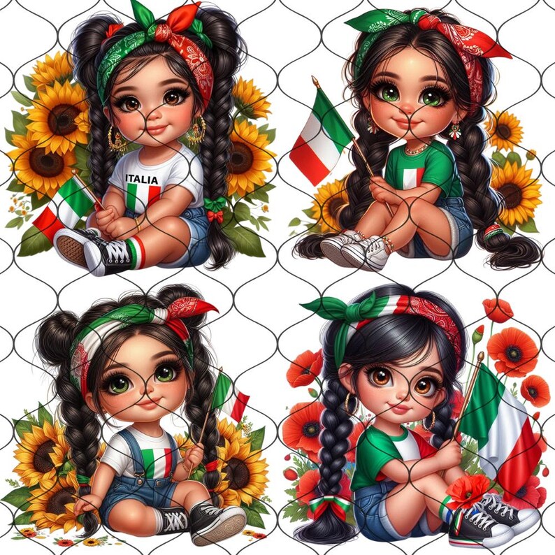 Chibi Cute Italian Baby Girl Png, 30 Png, Italy Png, Italy Flag Png ...