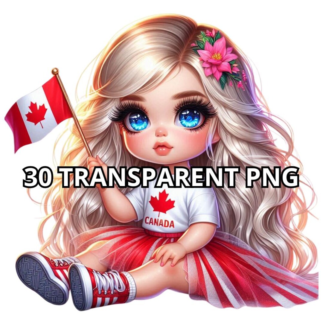 Chibi Cute Canadian Blonde Baby Girl Clipart, 30 Png, Canada Png ...