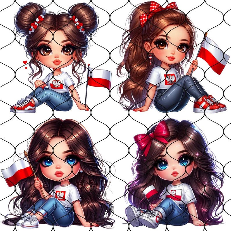 Chibi Cute Polish Brown Hair Baby Girl Clipart, 25 PNG, Poland Png ...