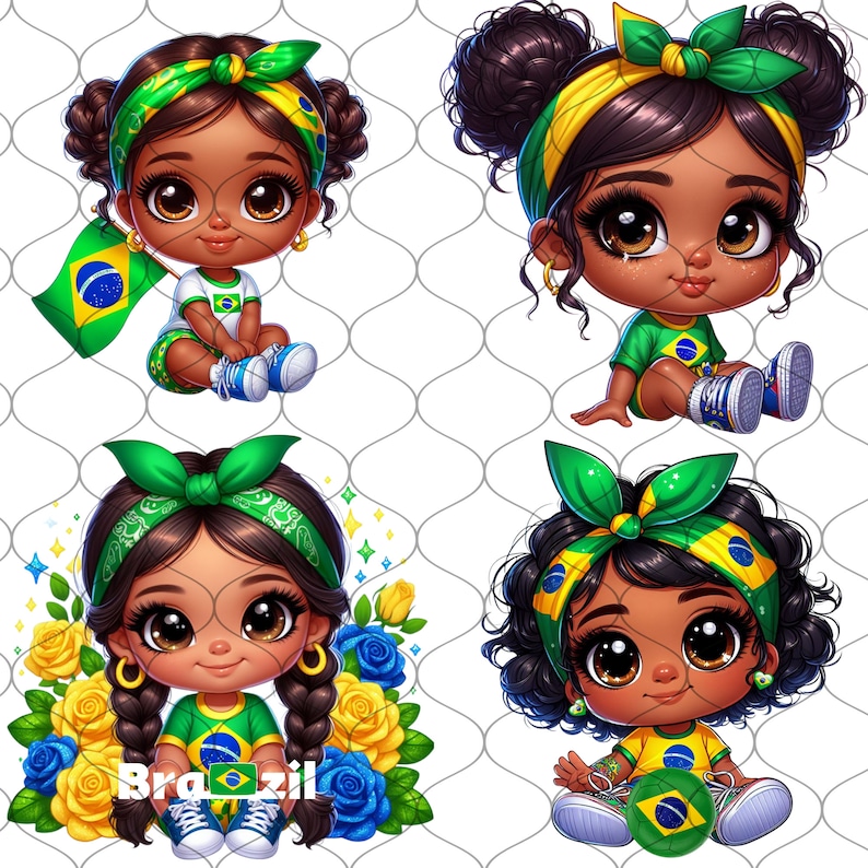 Chibi Cute Brazilian Baby Girl Png, 20 PNG, Brazil Clipart, Chibi Girl ...