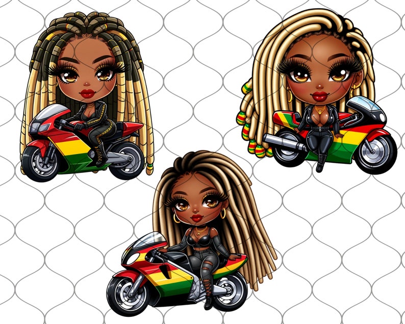 Chibi Rasta Biker, 20 Png, Black Girl Magic Png, Chibi African American ...