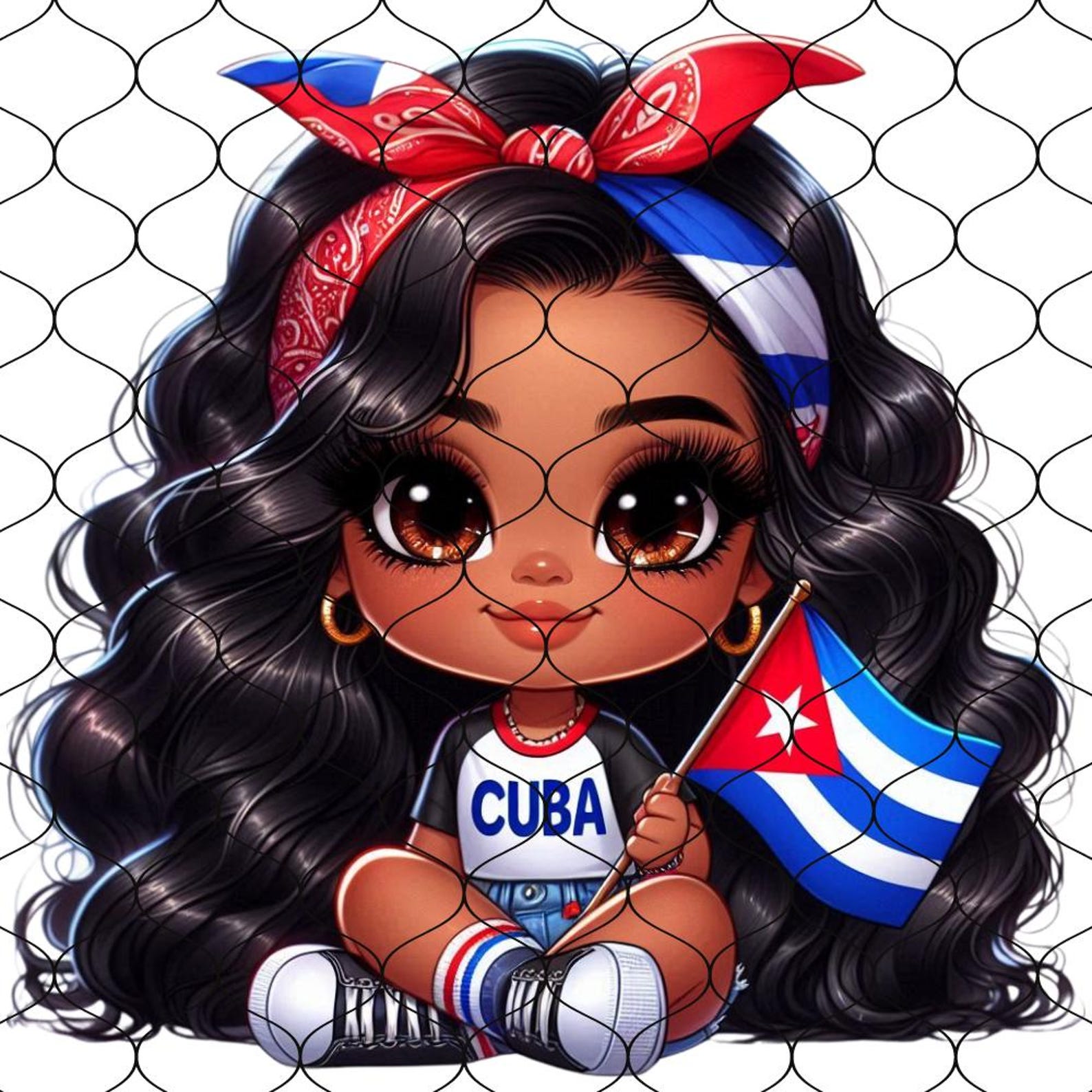 Chibi Cute Cuban Baby Girl Clipart, 20 PNG, Cuban Girl Png, Cuba Png ...