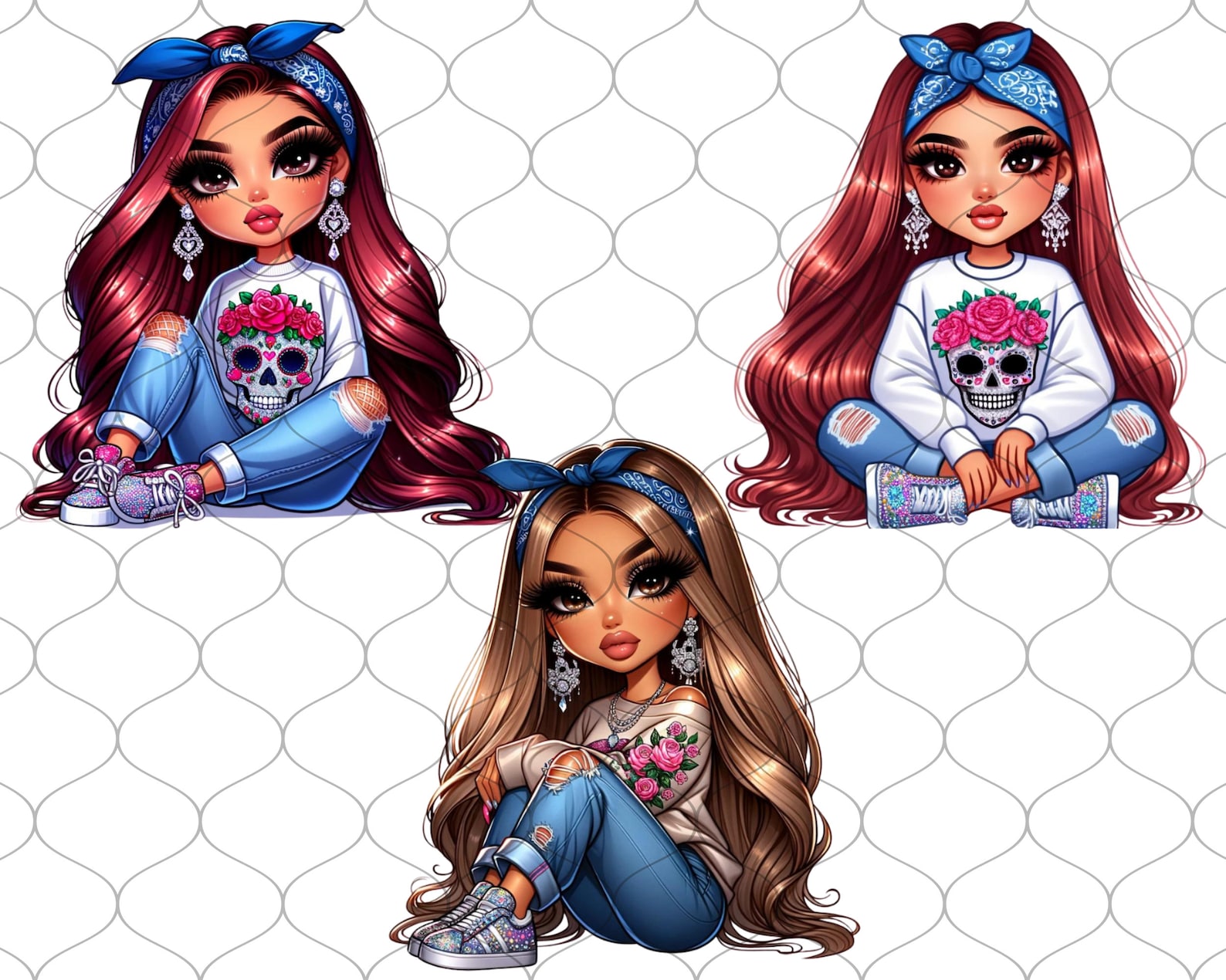 Chibi Cute Chicana Girl, 26 PNG, Chicana Clipart, Chibi Dolls Png ...