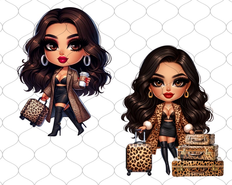 Chibi Travel Latina, 18 PNG, Chibi Style, Travel Girl Clipart, Girls ...