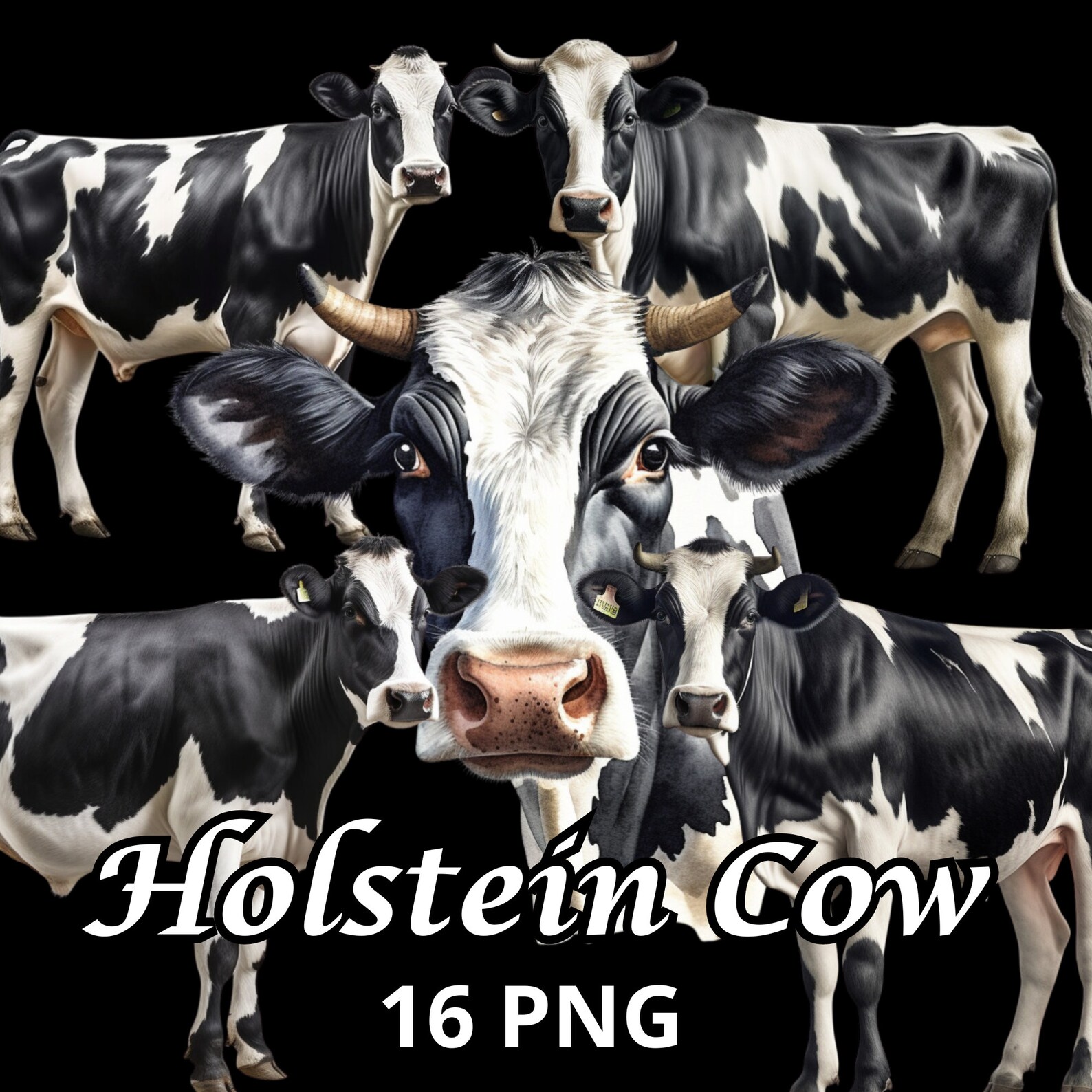 Holstein Cow Clipart, 16 PNG, Farm Animal Png, Western Png, Cow Clipart ...