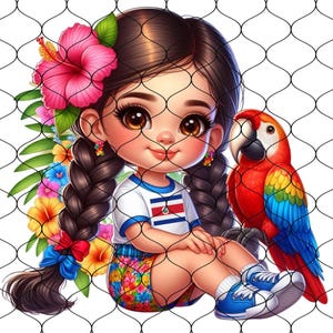 Chibi Cute Costa Rican Baby Girl Clipart, 20 Png, Costa Rican Girl Png ...