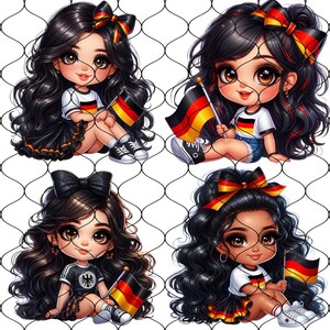 Chibi Cute German Black Hair Baby Girl Clipart, 20 Png, Germany Png ...