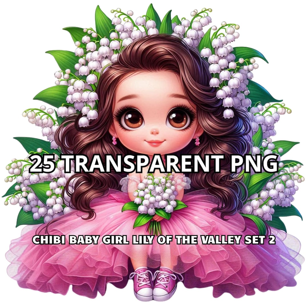 25 Chibi Baby Girl Lilies of the Valley Set 2,chibi Girl Clipart,chibi ...