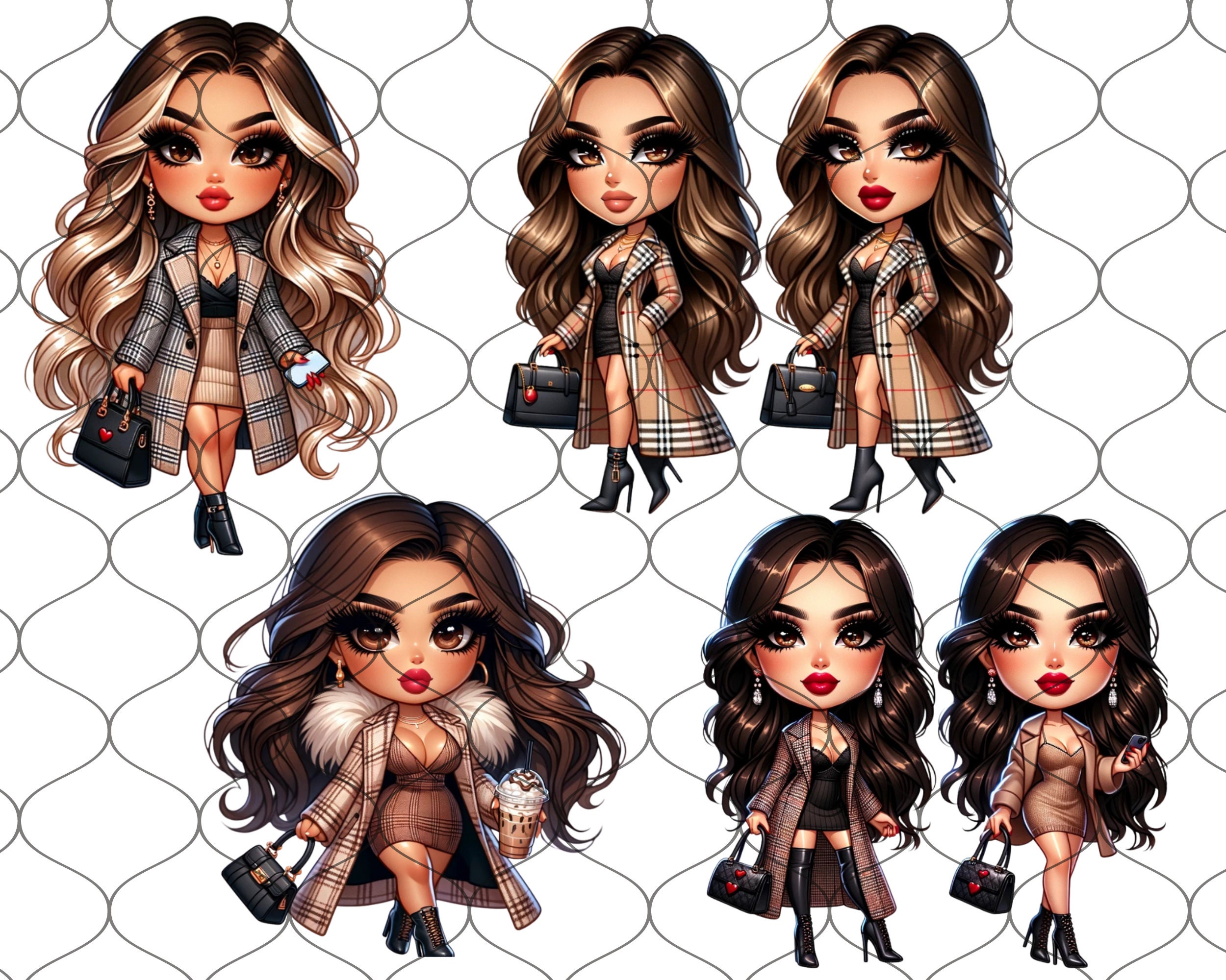 Chibi Fashion Latina, 35 PNG, Hot Latina Clipart, Chibi Hispanic Woman ...