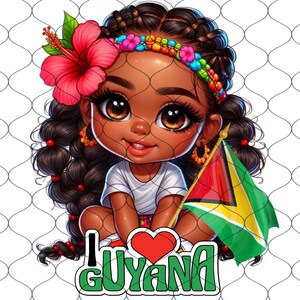 Chibi Cute Guyana Baby Girl Png, 25 Png, Guyanese Girl Png, Guyana Flag ...