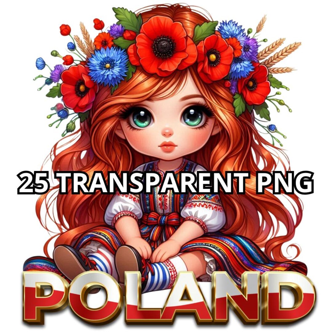 Chibi Cute Polish Red Hair Baby Girl Clipart, 25 PNG, Poland Png ...