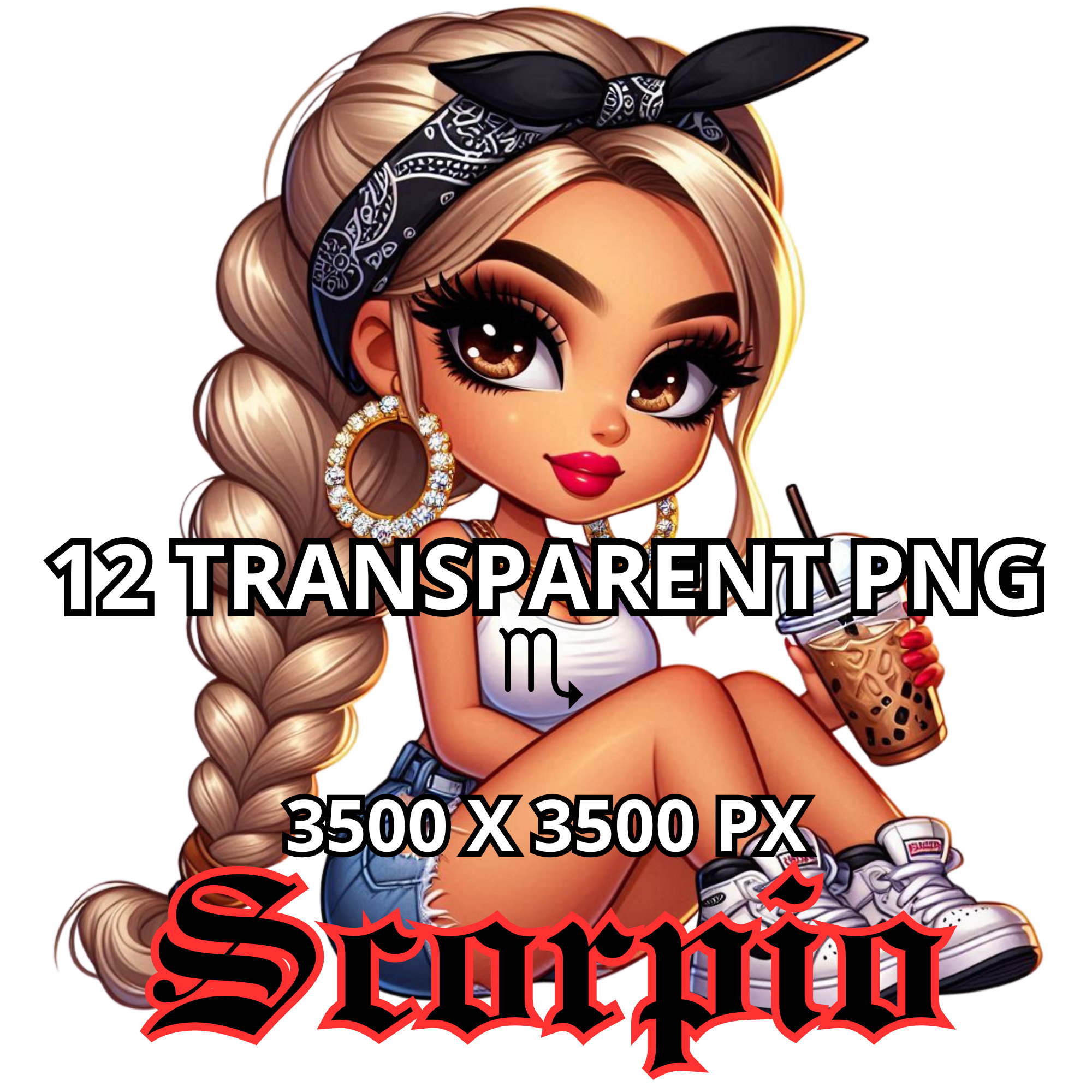Chibi Hot Chicana Zodiac Girl Png, 12 TRANSPARENT PNG, Chicana Clipart ...