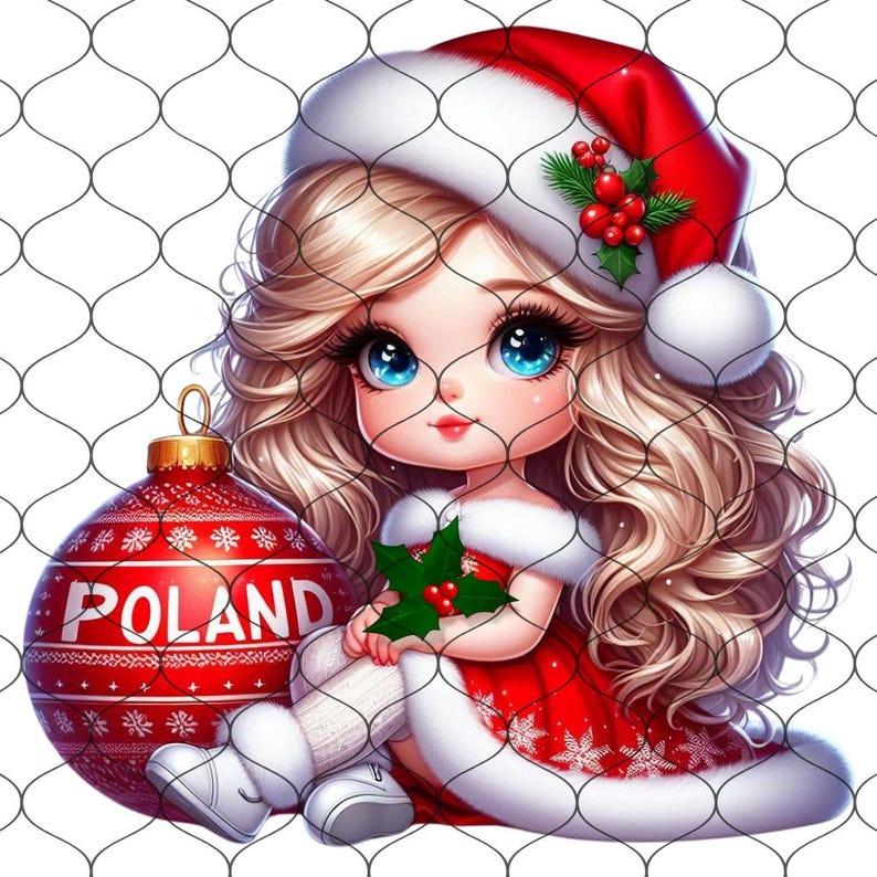 Chibi Cute Polish Blonde Christmas Baby Girl Clipart, 20 PNG, Polish ...