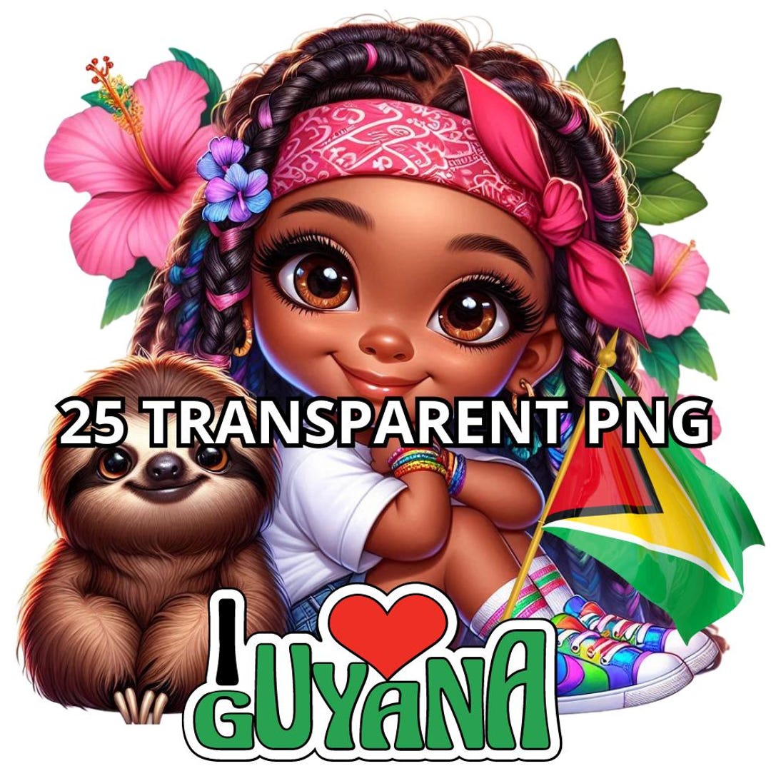 Chibi Cute Guyana Baby Girl Png, 25 Png, Guyanese Girl Png, Guyana Flag ...