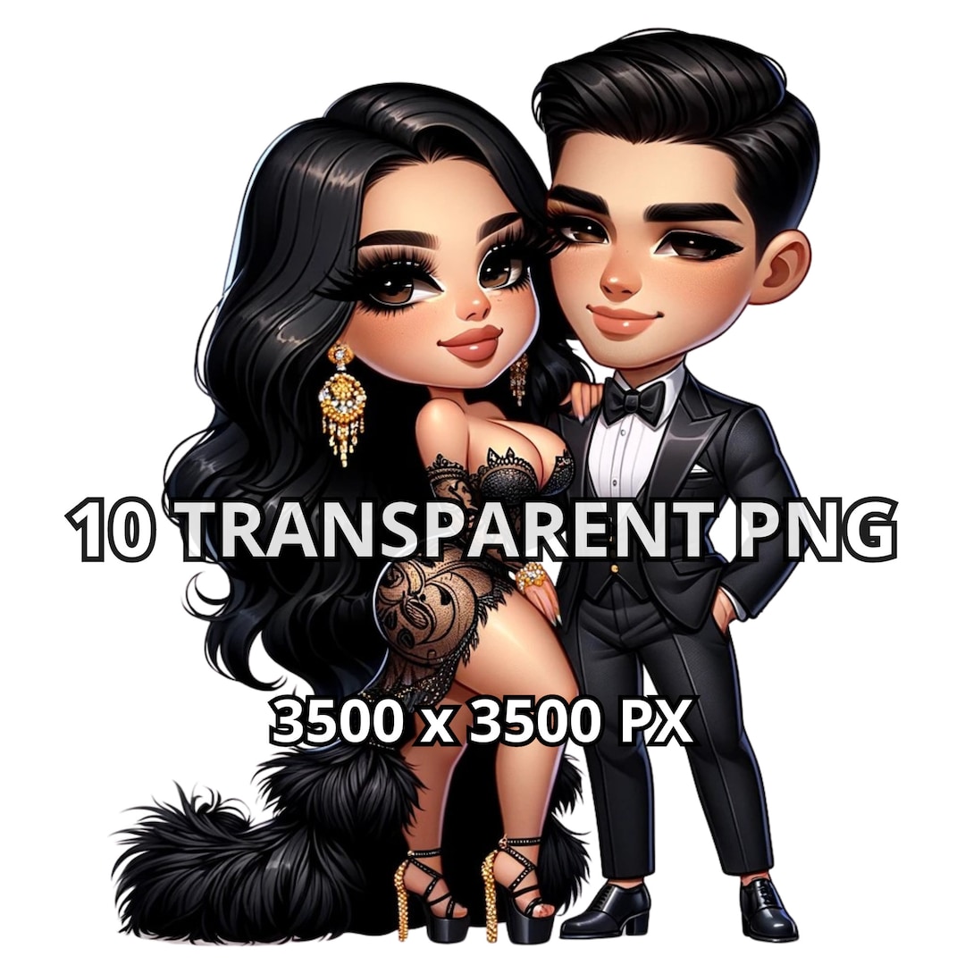 10 Chibi Latin Couple Png, Love Hispanic Couple Sublimation PNG Design ...
