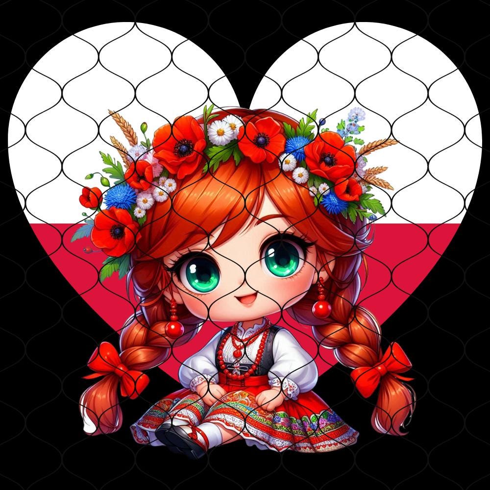 Chibi Cute Polish Red Hair Baby Girl Clipart, 25 PNG, Poland Png ...