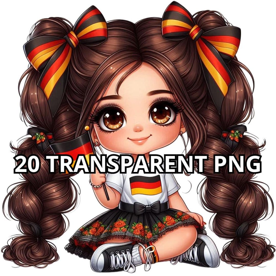 Chibi Cute German Brown Hair Baby Girl Clipart, 20 Png, Germany Png ...