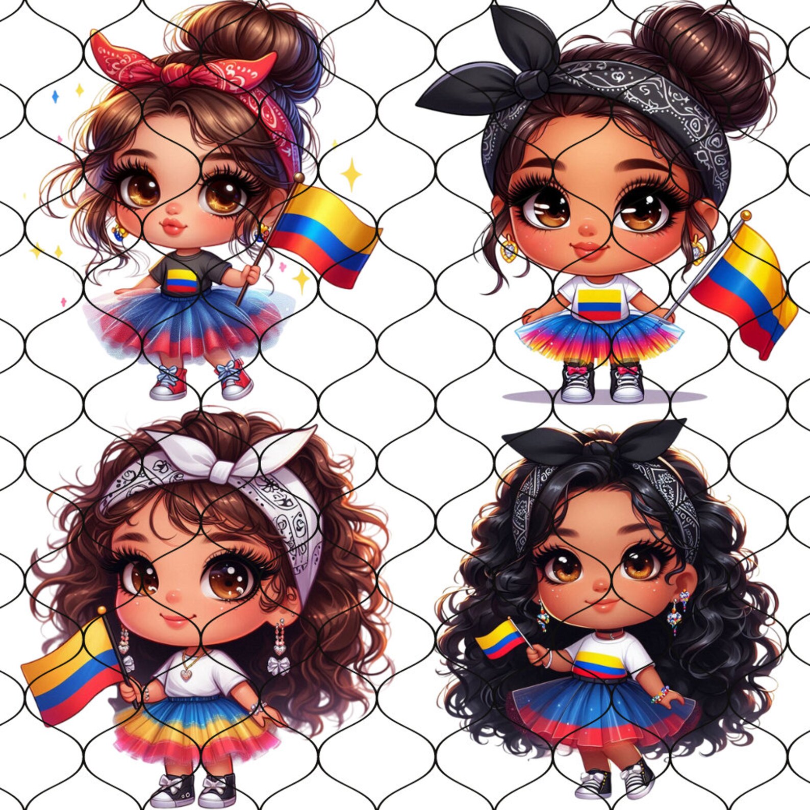Chibi Cute Colombian Baby Girl Png, 20 Png, Colombian Girl, Proud ...