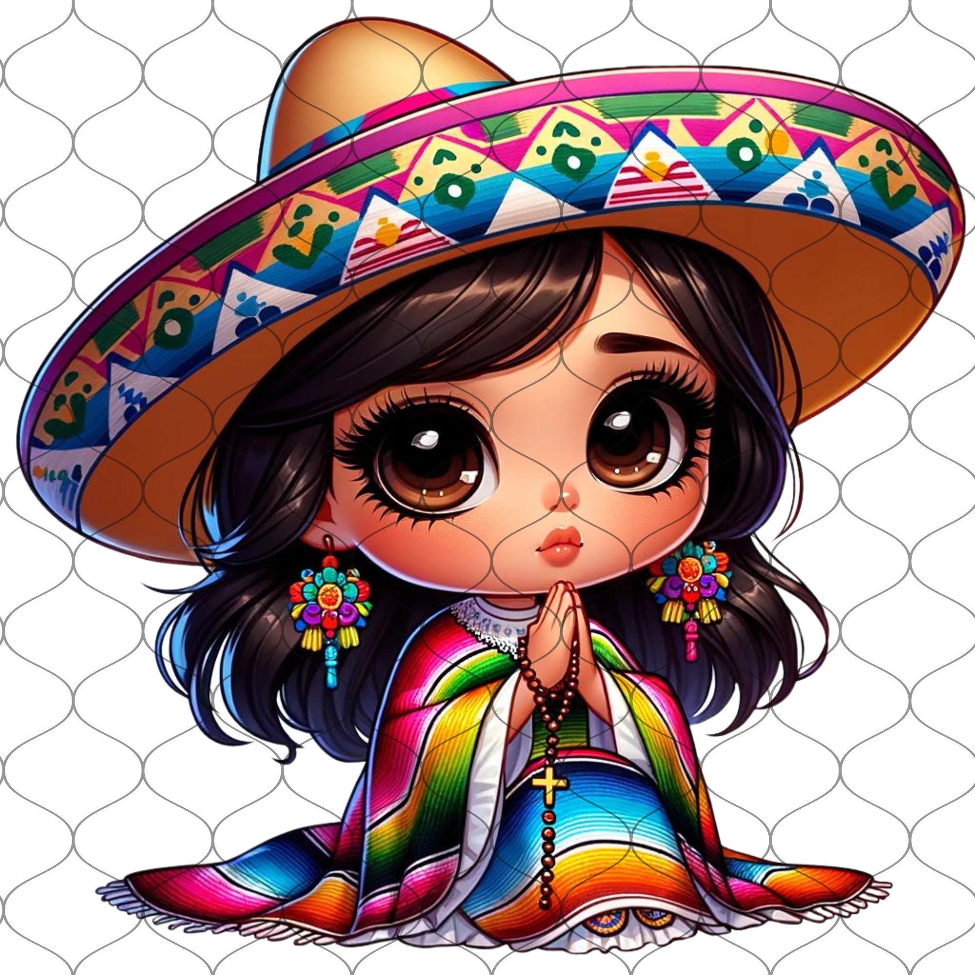 Super Cute Chibi Mexican Girl Clipart, 11 PNG, Latina Princess Clipart ...