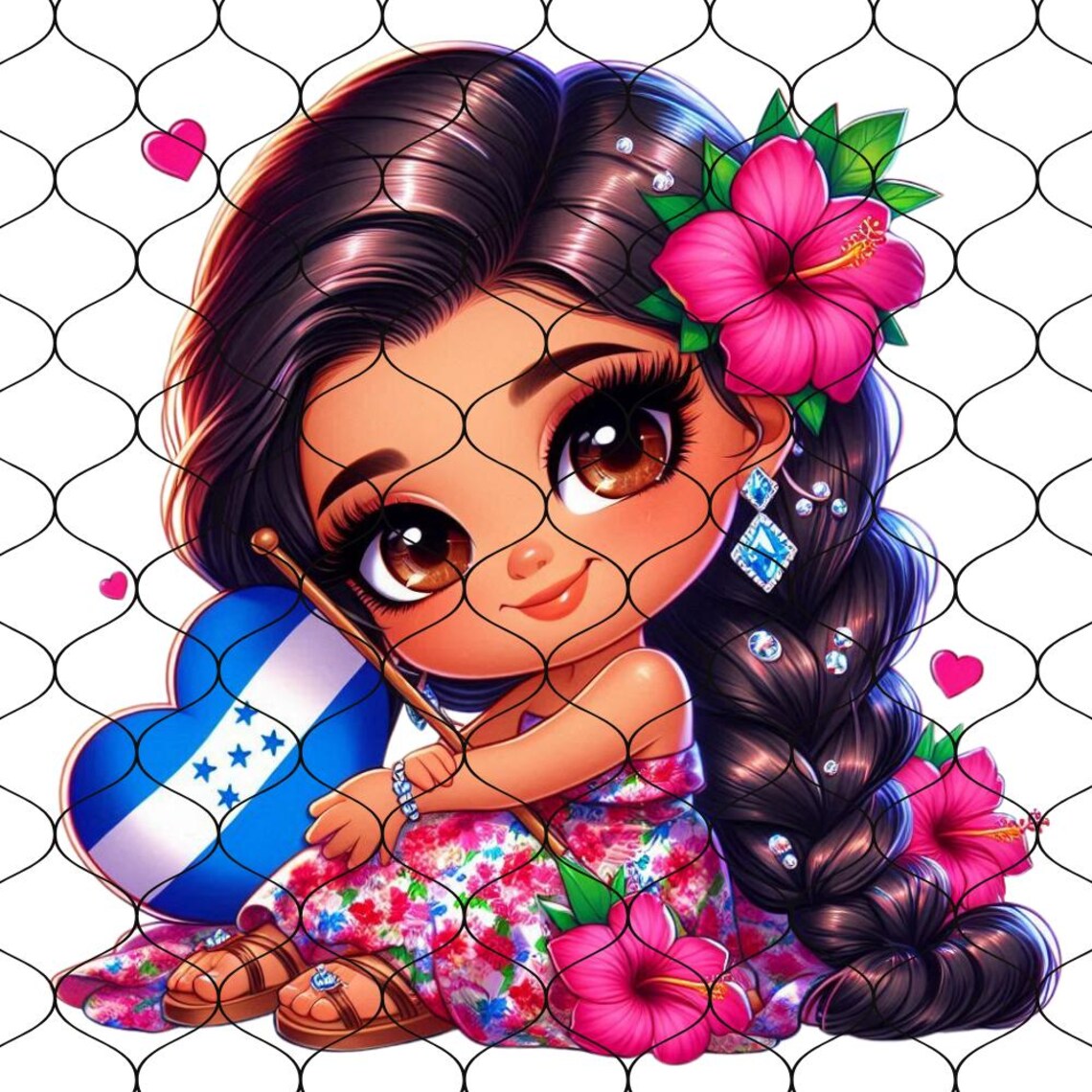 Chibi Cute Honduran Baby Girl Png, 20 Png, Honduras Girl Png, Latina ...