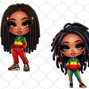 Chibi Rasta Beauty, 20 PNG, Curvy Chibi African American Woman,hot ...
