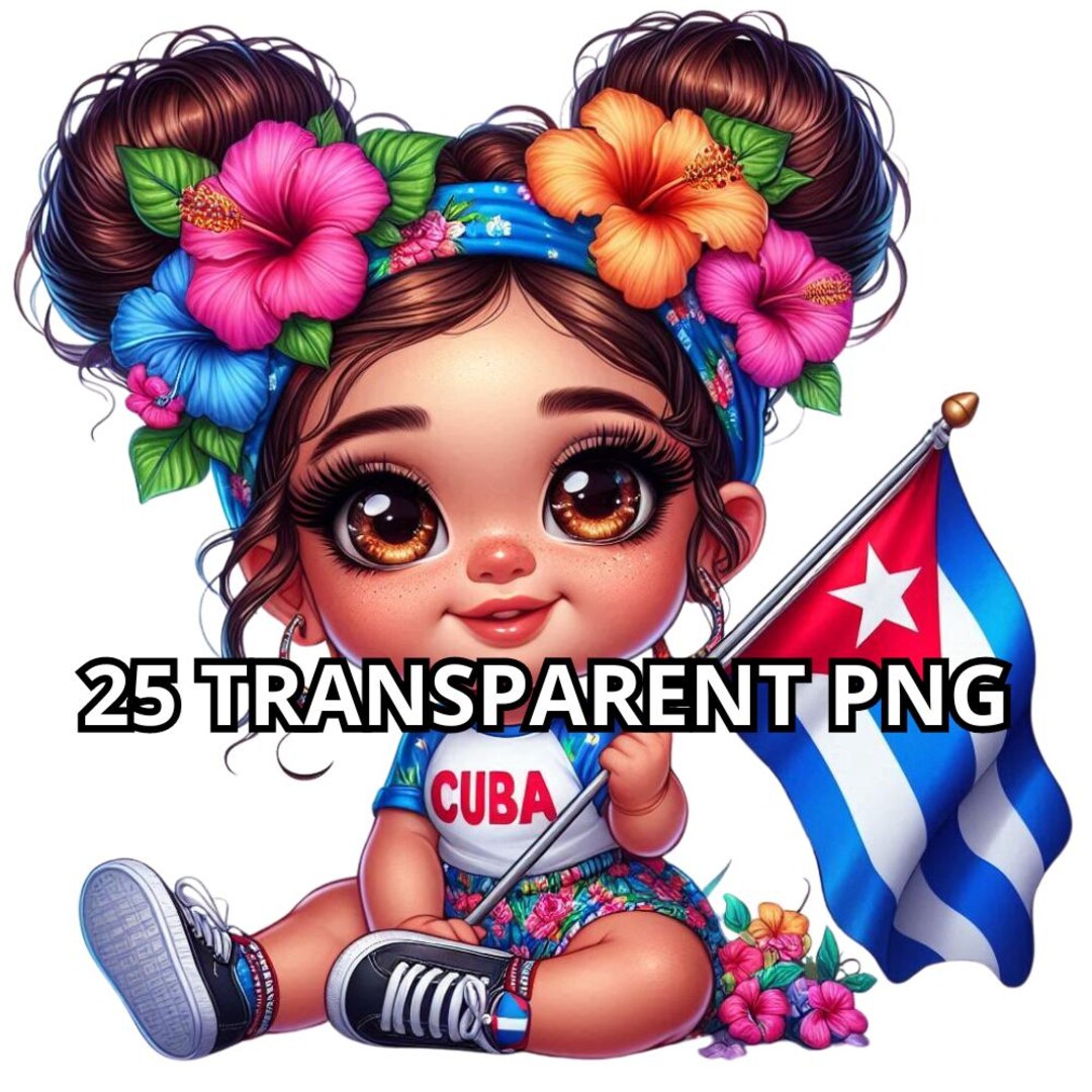 25 Chibi Super Cute Cuban Baby Girl Clipart, Cuban Baby Girl Png, Cuba ...