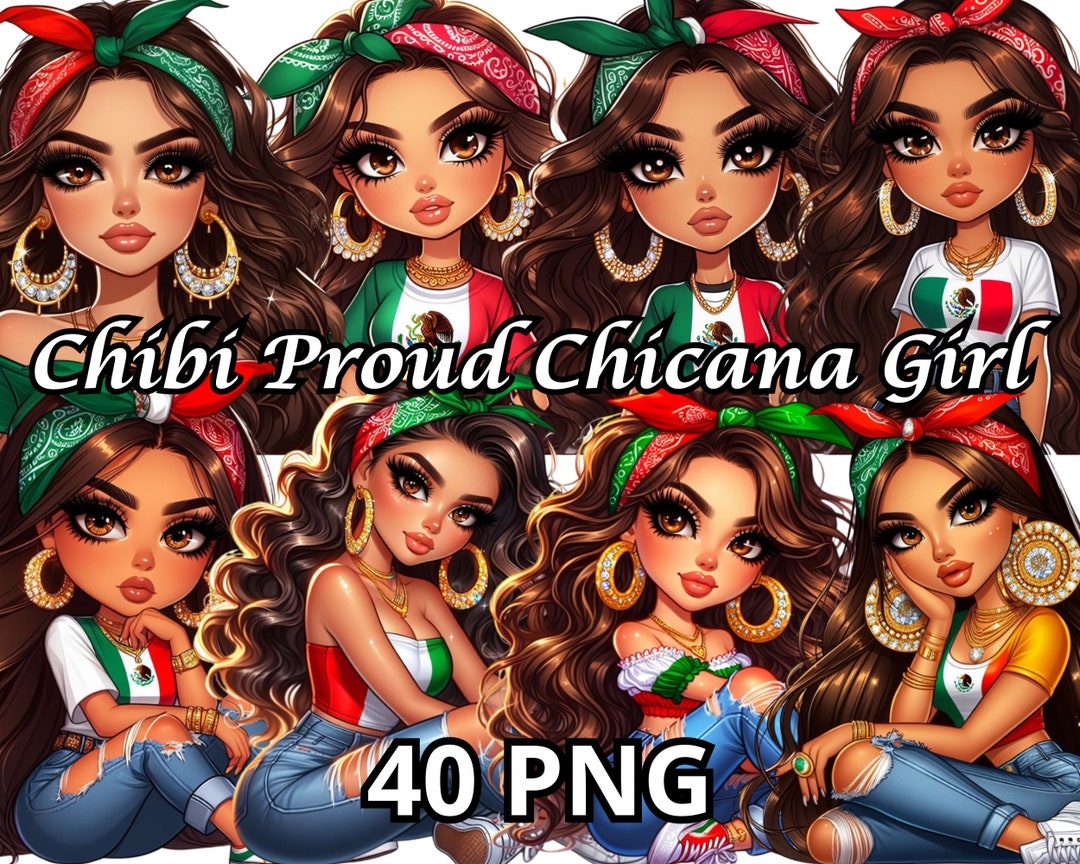 Chibi Proud Chicana Girl, 40 Png,chicana Clipart,chibi Dolls Clipart ...