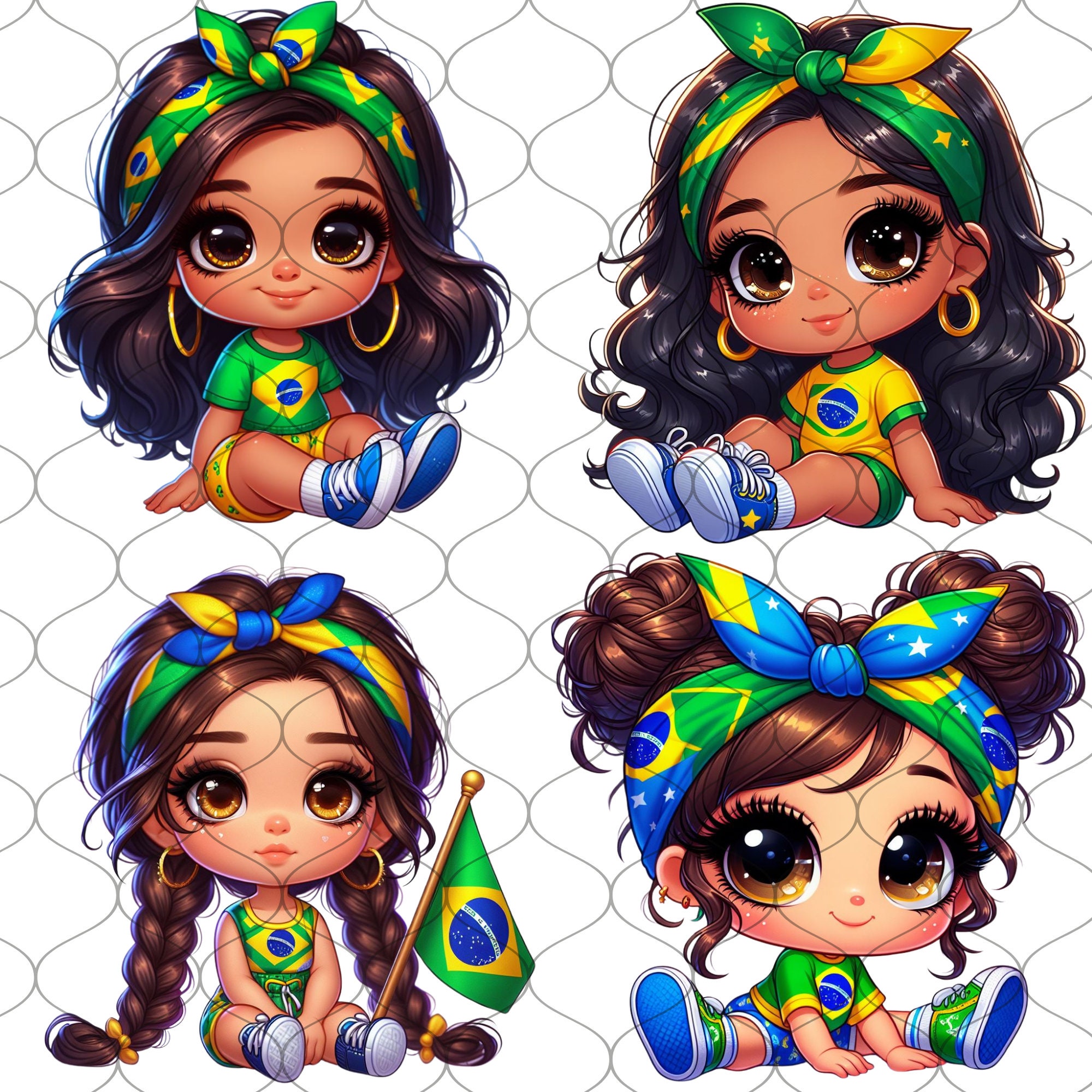 Chibi Cute Brazilian Baby Girl Png, 20 PNG, Brazil Clipart, Chibi Girl ...