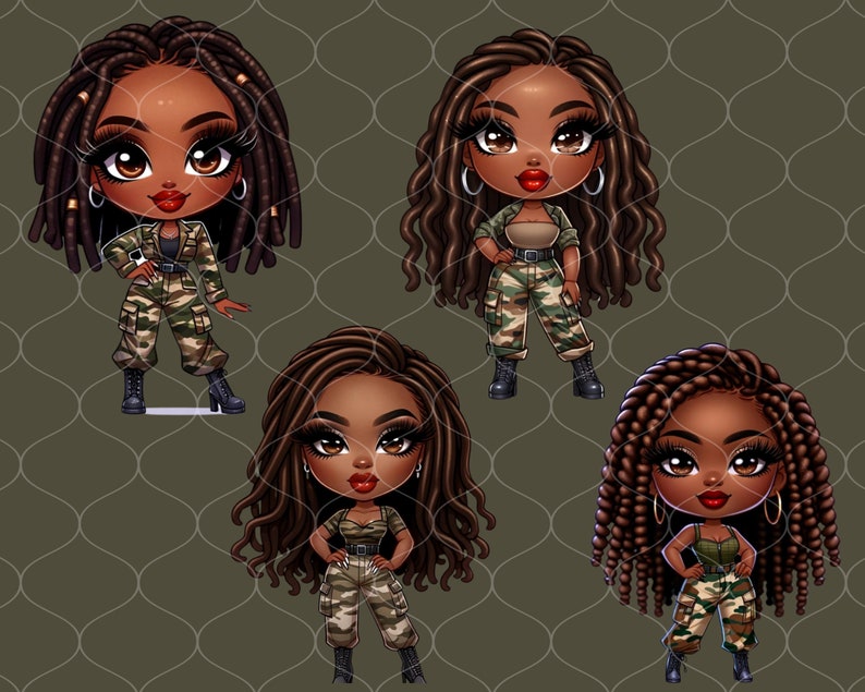 Chibi Army Girl, 30 PNG, Army Girl Clipart, Army Clipart, Military ...