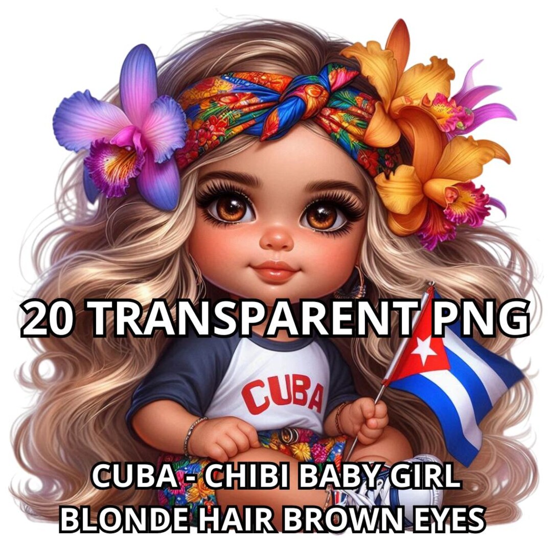 20 Chibi Cute Cuban Baby Girl Clipart, Cuba Png,cubana Png,cuba Clipart ...