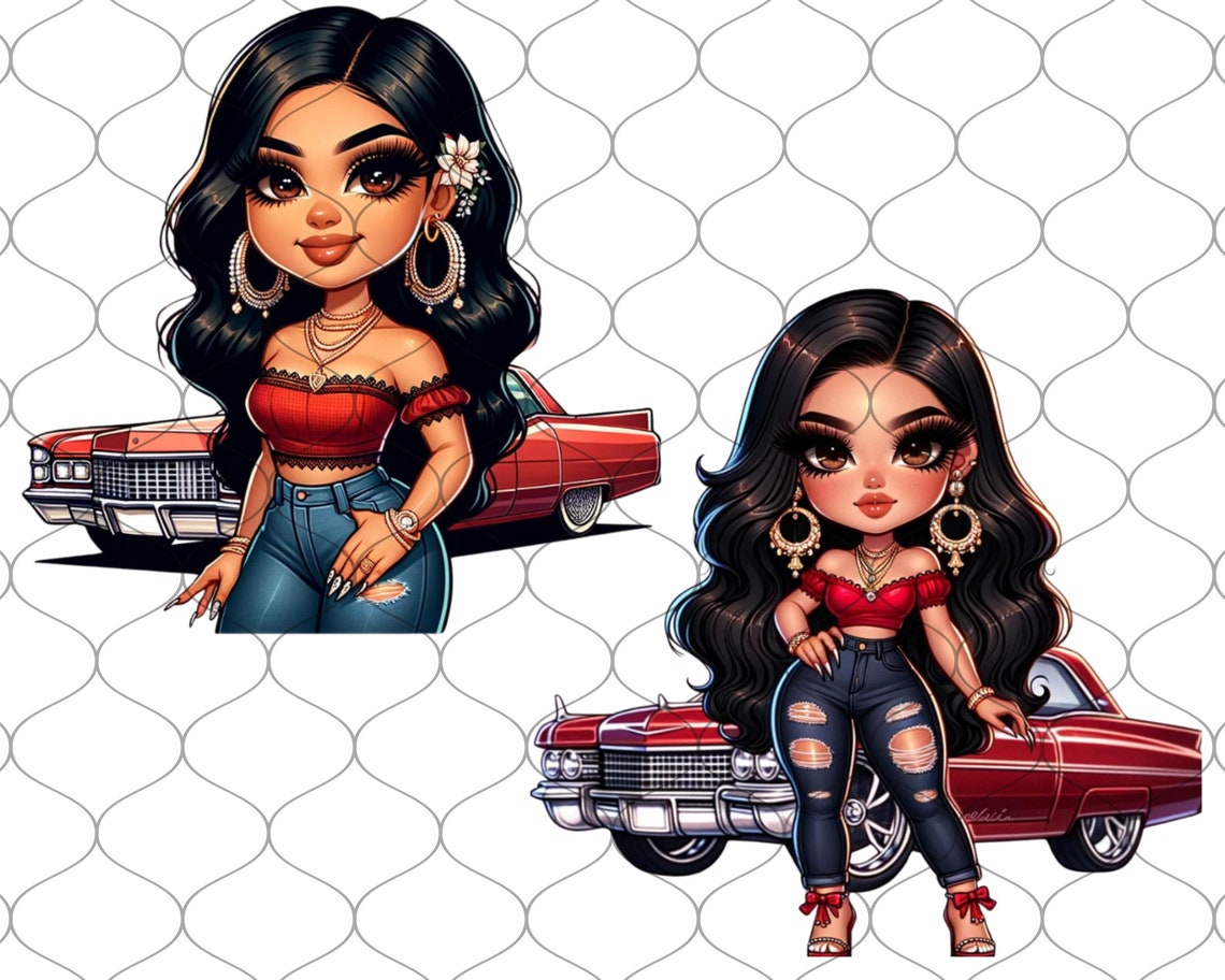Chibi Chicana Chola, 20 PNG, Chicana Clipart, Chibi Dolls Png, Chibi ...