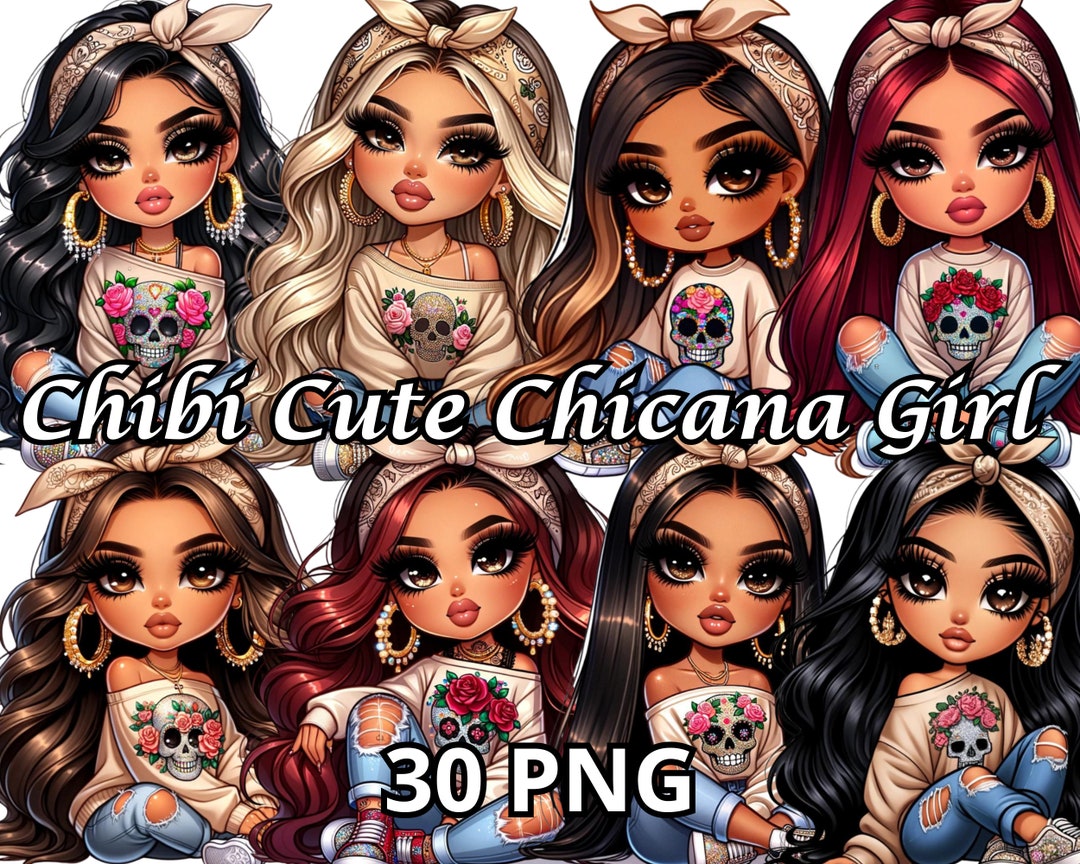 Chibi Cute Chicana Girl, 30 PNG, Chicana Clipart, Chibi Dolls Png ...
