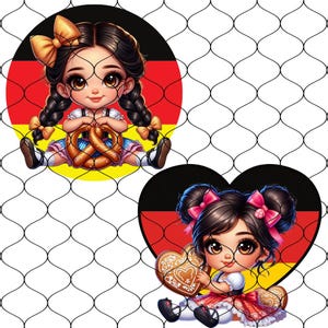 Chibi Cute German Black Hair Baby Girl Clipart, 20 Png, Germany Png ...