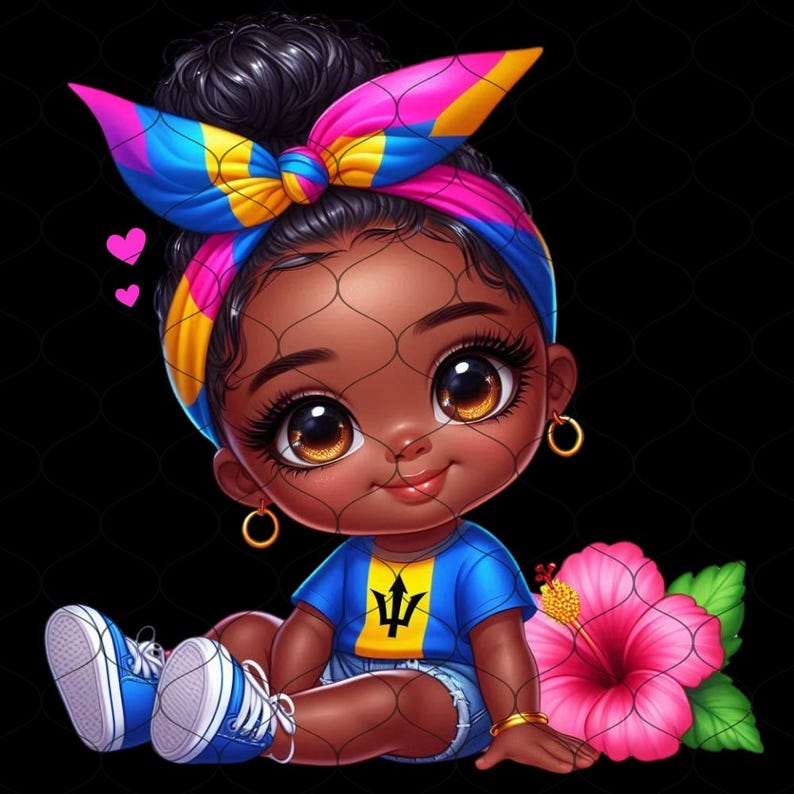 Chibi Cute Barbados Baby Girl Clipart, TRANSPARENT PNG, Bajan Girl Png ...