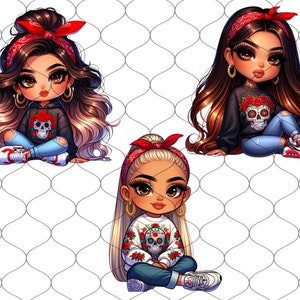 Chibi Cute Chicana Girl, 25 PNG, Chicana Clipart, Chibi Dolls Png ...