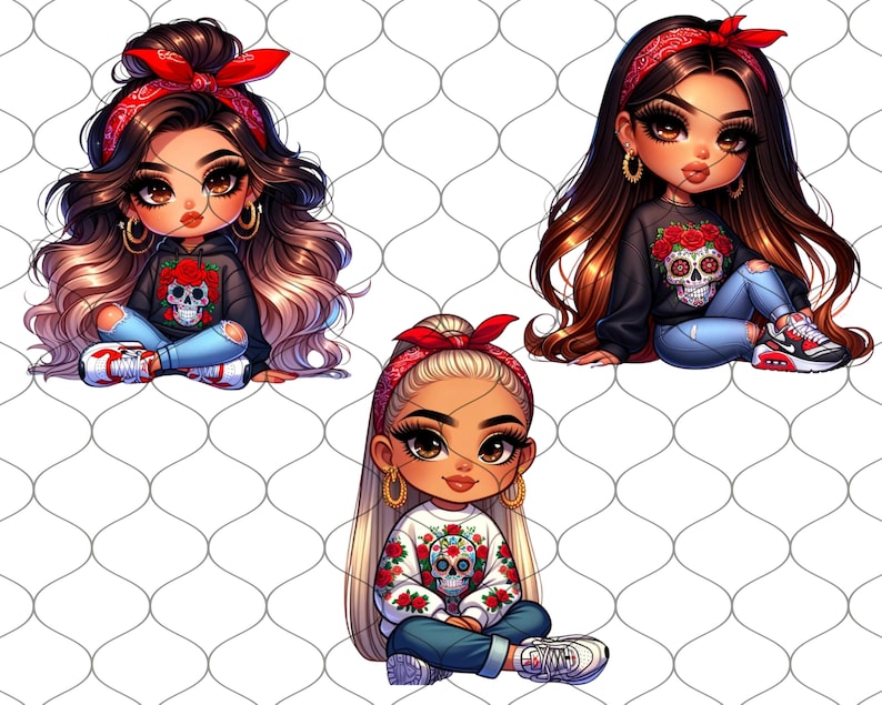 Chibi Cute Chicana Girl, 25 PNG, Chicana Clipart, Chibi Dolls Png ...