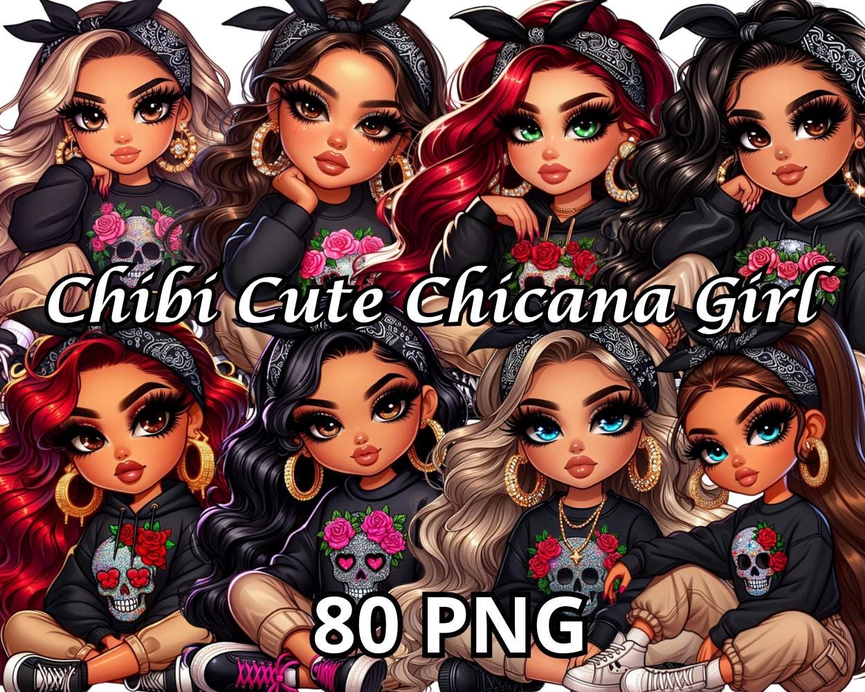Chibi Cute Chicana Girl, 80 PNG, Chicana Clipart, Chibi Dolls Png ...