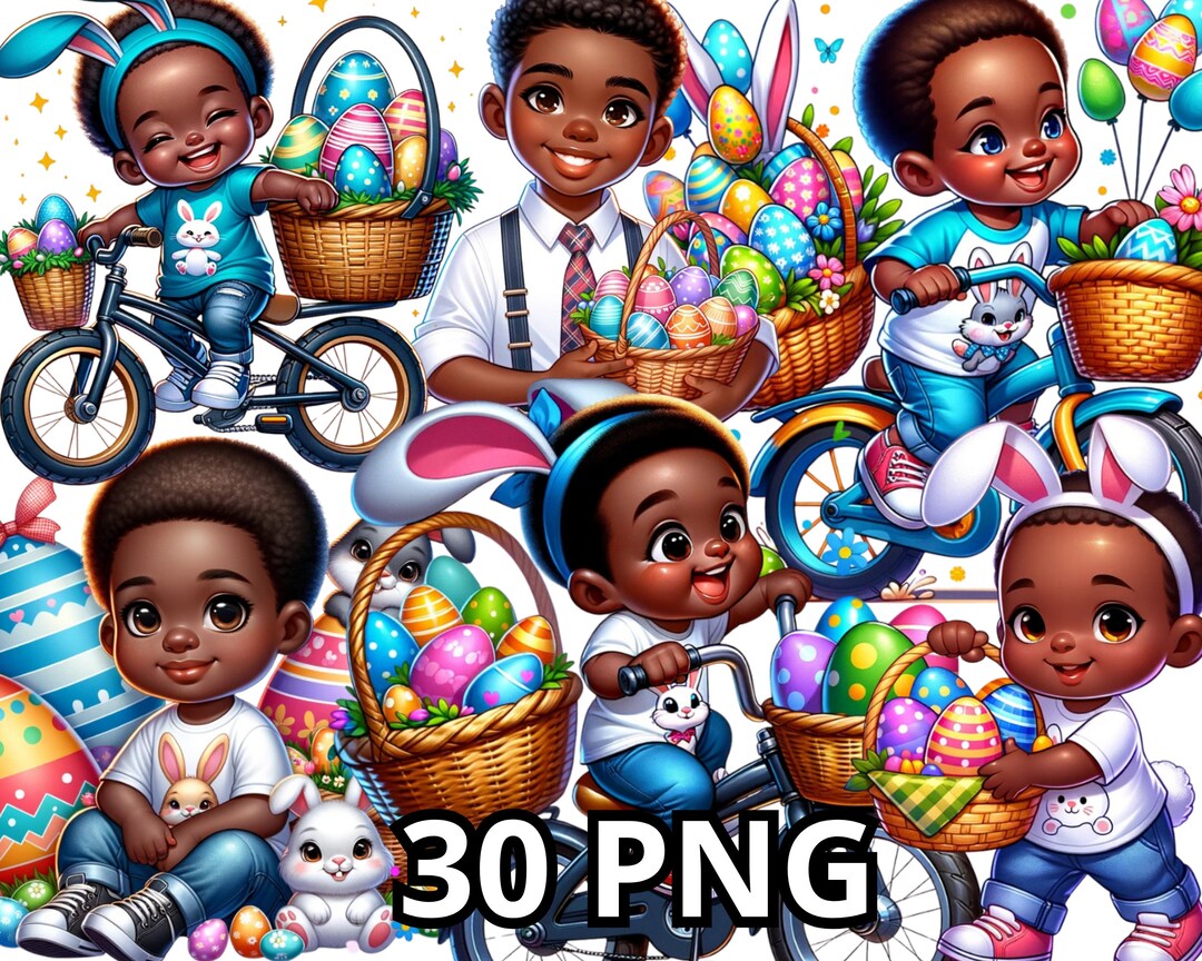 Easter Cute Black Boy Png, 30 PNG, Easter Clipart, Black Boy Clipart ...